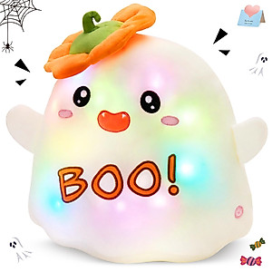 Glow Guards Halloween Ghost Stuffed Animal,Light up Boo Ghost Plush Toy,Cute Ghost Pillow,Soft Spooky Ghost Dolls Stuffed Animals,Halloween Party Favors Halloween Plushie Gift for Kids,12 inches