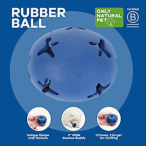 Only Natural Pet Rubber Boredom Buster Treat Stuffer Dog Toys - Interactive Stuffable Feeder Dispenser Fillable Durable Play Puppy Medium Large XS Chew Pup Hide Holder Easy Refill -RubberBall/DarkBlue