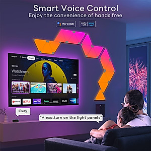 MCWOFI RGBW Smart Triangle Light, LED Wall Panel Light 9 Pack, DIY Design, Music Synchronization, APP Control, for Living Room, Game, Party Decoration