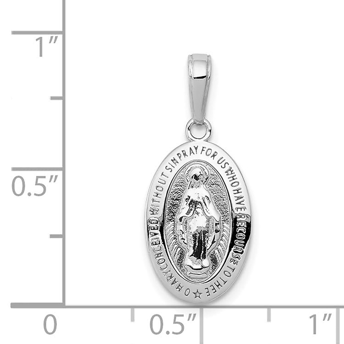 14k White Gold Miraculous Medal Pendant Fine Jewelry For Women Gifts For Her