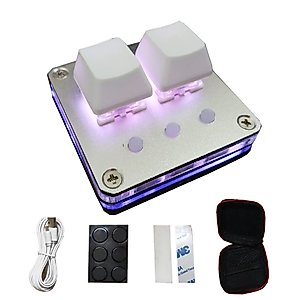 AMJUDOT Mechanical Gaming Keypad Programming Macro Keyboard OSU Gaming Keypad Custom 2 Keys Knob Keyboard RGB LED Backlit Mini Keyboard (Micro-USB, Red)