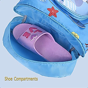 ITUBLE Dry Wet Separated Swim Bags for Swimmers Shark Pool Gear Drawstring Gym Bag Beach Backpack for Women Men Boys Girls Teener Camping Hiking Shopping Swimming Dance Travel With Shoe Compartments