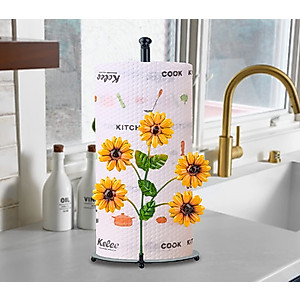 Sunflower Paper Towel Holder Countertop Upgrade Black Paper Towel Holder Stand Kitchen Paper Towels Holder Papertowel Holder Standing Paper Towel Holder Weighted Paper Towel Holder without Paper Towel