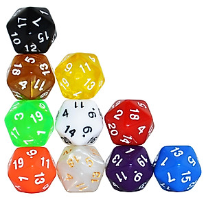 SmartDealsPro 10-Pack 20 Sided Dice D20 Polyhedral Dice for DND RPG MTG Table Game (Color 1)