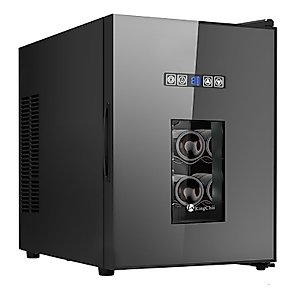 KingChii 16 Bottle Wine Cooler, Freestanding Wine Fridge with Glass Door, Adjustable Shelves & Digital Temperature Display Wine Refrigerator for Red, White, Champagne - Perfect for Home, Kitchen, Bar