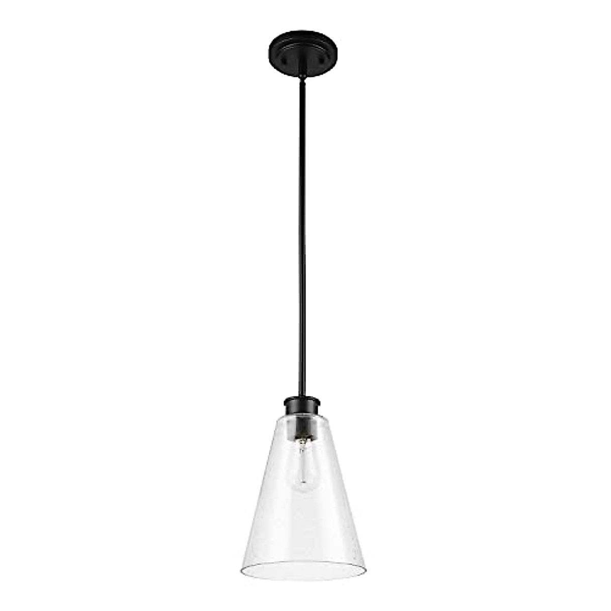 Globe Electric 61258 Gizele 1-Light Pendant Lighting, Matte Black, Seeded Glass Shade, 60W Vintage Edison Incandescent Bulb Included