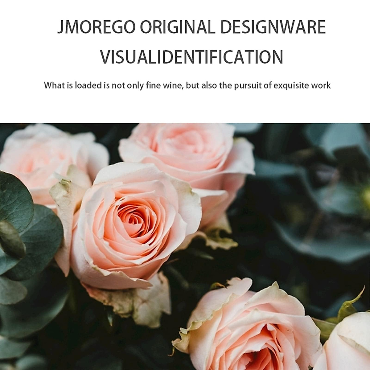 JMOREGO Creative Rose Flower Wine Glasses Crystal Red Wine Glasses, Goblet Wine Cocktail Juice Glass for Party Wedding Festival Bar Celebration,Stainless steel champagne red wine stopper (Pink)