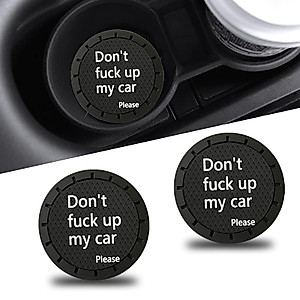 UGSHY 2 PCS Car Cup Hoder Coaster, 2.75" PVC Non-Slip Insulated Honeycomb Coaster Decoration, Don't Fuck up My car Coasters, Universal Interior Accessories for Most Cars (Black)