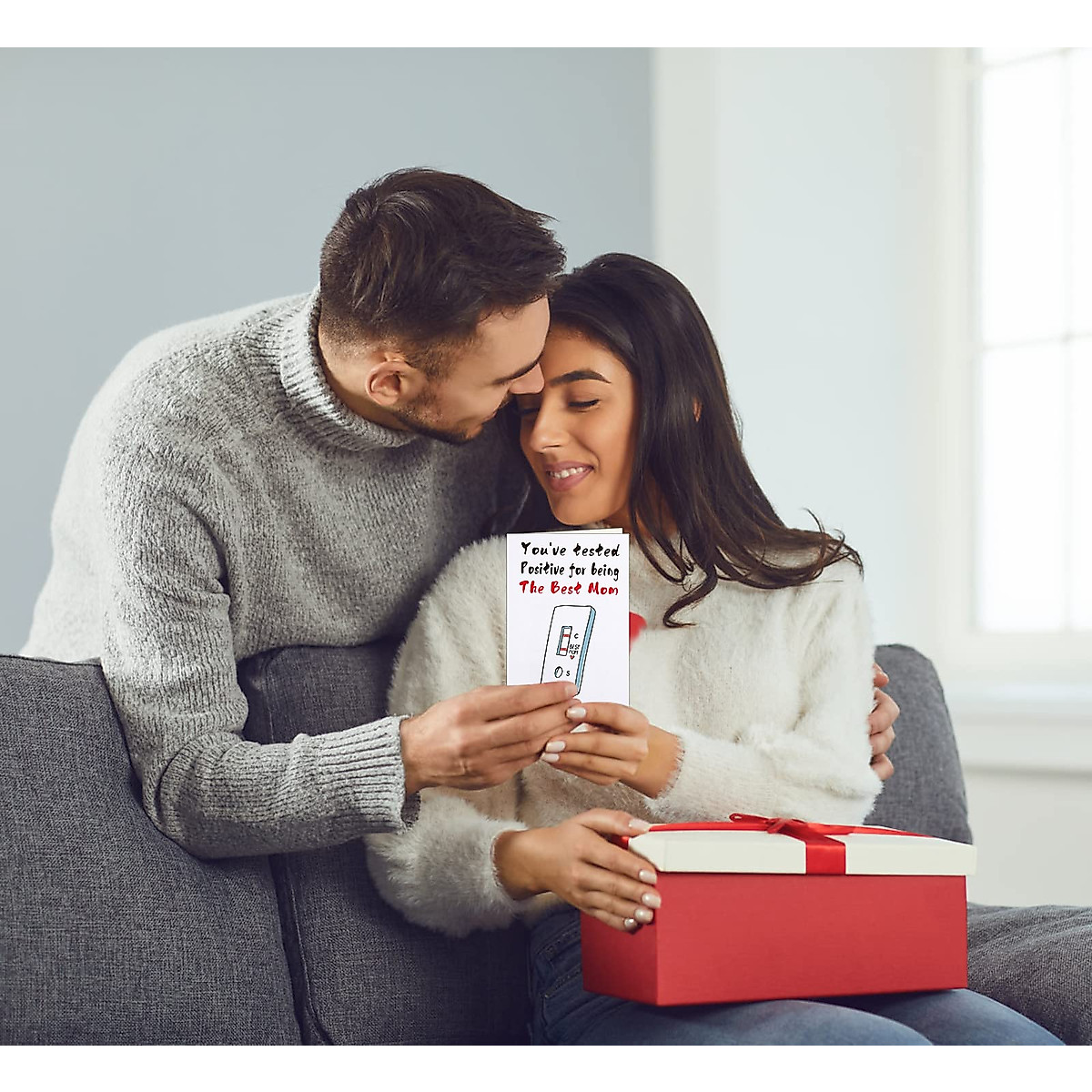 SICOHOME Funny Mothers Day Card from Daughter 4"x6" Happy Mother Day Card with Envelop for Mom Wife You've Tested Positive for Being The Best Mom Funny Greeting Gift Card for Mothers Day Birthday