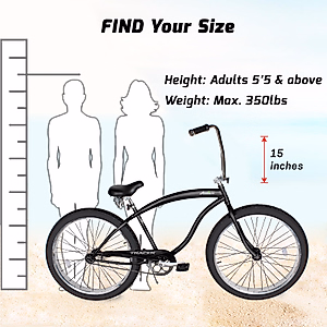Tracer Avalon Beach Cruiser Bike for Adults, 26/29 Inch Wheels, 3.0/4.0 Fat Tire,1/7 Speed, Complete Cruiser Bike. (1 Speed Matte Black, 29''x3.0 Tire)