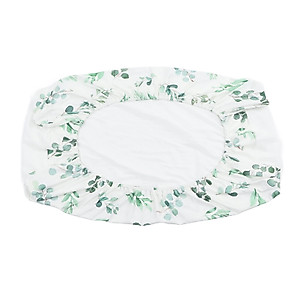 Changing Table, Easycare Soft Cotton, Beautifully Printed Changing Table Cover (Green Leaves, White Plush)