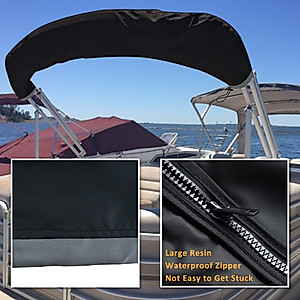 Bimini top Boot Cover, Suitable for 3-4 Bows Bimini Tops, Design with Light Hole Bimini Top Cover, 600D Waterproof Bimini Storage Boot, L 68-88IN, Black