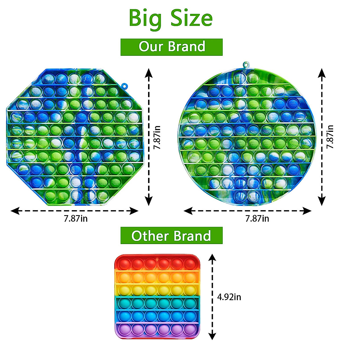 Easter Pop Fidget Toy-Big Large Size Pop Push Bubble Popping Sensory Toys 100 Bubbles Tie Dye Giant Toys Huge Popper Fidget Stress Reliever for Kids Boys Girls Adults Easter Stuffers Gift 2 Pack