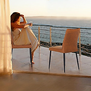 COLAMY T115-Brown Parson Dining Chairs, Set of 4, Brown