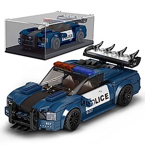 Mould King Speed Champion Mustang GT 350R Car Building Sets with Display Case, 27002 Police Car Models Building Blocks, Cool Cockpit Model Cars Kits Race Car Building Kits for Adult Kids 8+ (356PCS)