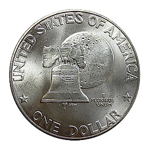 1976-S U.S. Eisenhower Silver Dollar Coin, 40% Pure Silver, Mint State Condition, Bicentennial Design