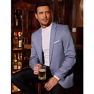 COOFANDY Men’s Casual 4 Piece Suits One Button Blazer Jacket Vest Pants with Tie Blue