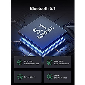 UGREEN Bluetooth 5.1 Transmitter Receiver 2 in 1 Wireless USB Bluetooth Adapter Built-in Microphone 3.5mm Audio Bluetooth Dongle Driver Free for TV, Home Stereo, Car Stereo, Headphones, Speakers, PC