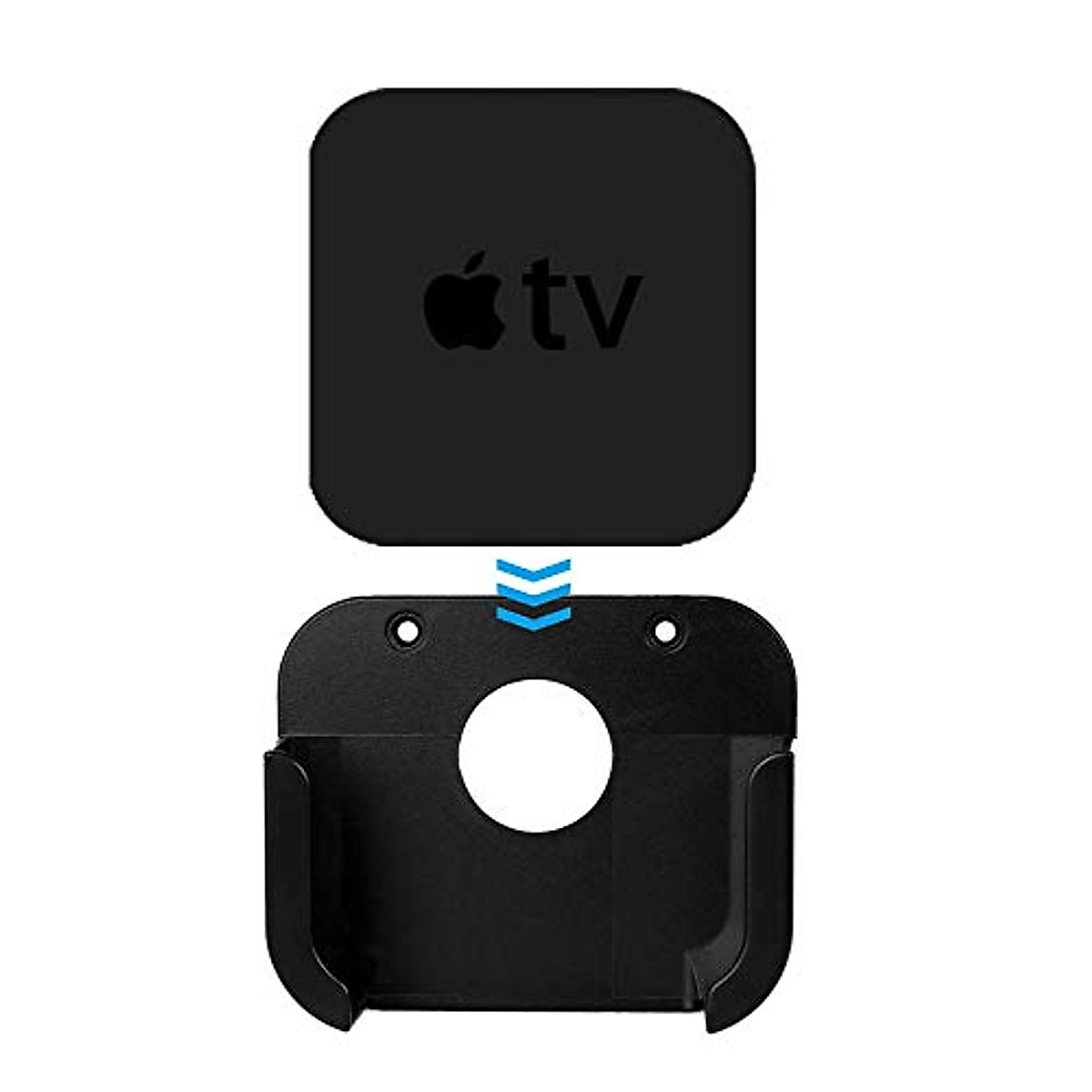 TV Mount Compatible with Apple TV 4th and 4K 5th Generation, Auswaur Wall Mount Bracket Holder Compatible with Apple TV 4th and 4K 5th Gen with Black Silicone Siri Remote Protective Case Cover