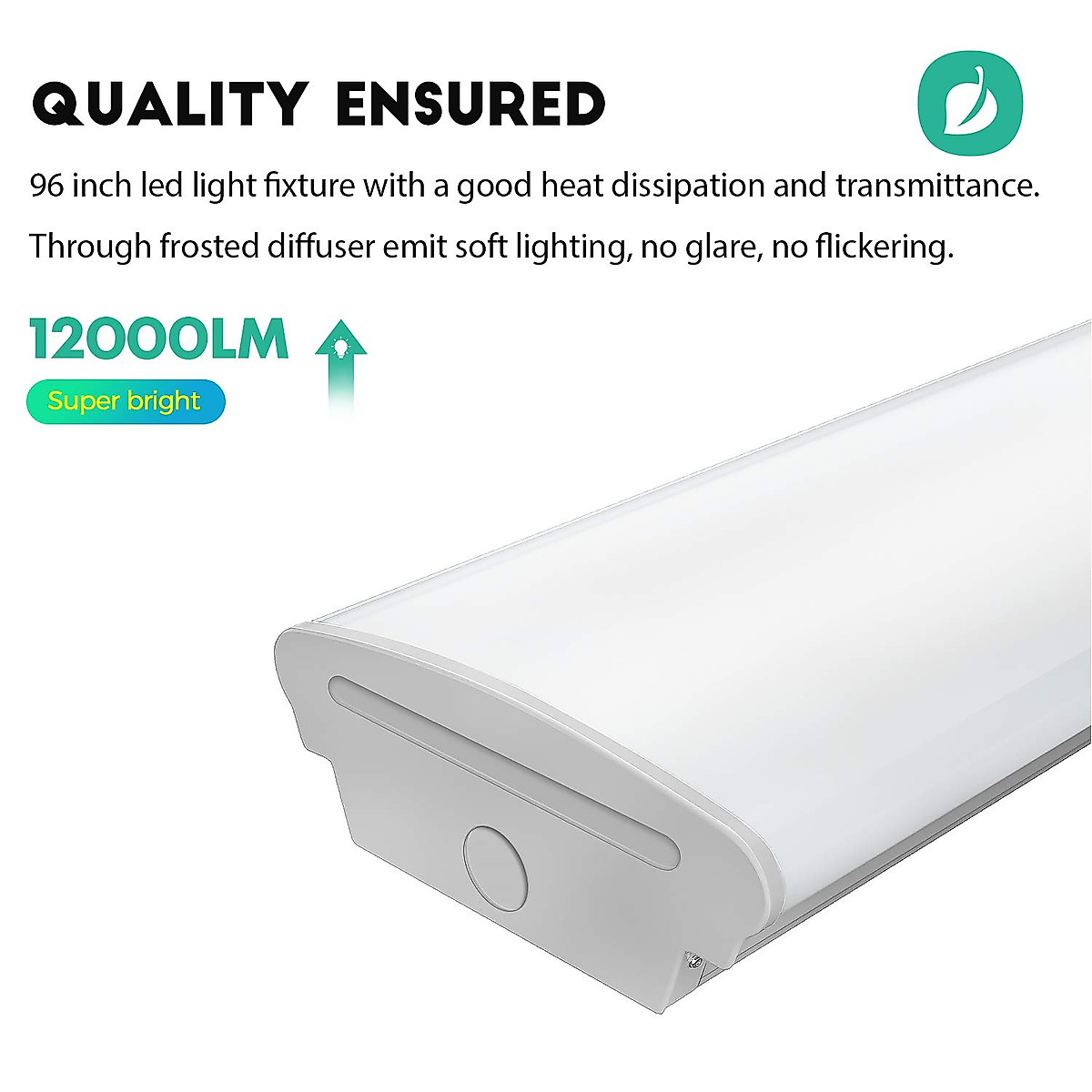 TychoLite 8FT LED Shop Lights 110W LED Garage Light, 5000K, 12000lm, 8 Foot LED Linear Strip Fixture, Surface and Suspend Mounting, for Warehouse, Workshop, Replace for Fluorescent Tube 2 Pack