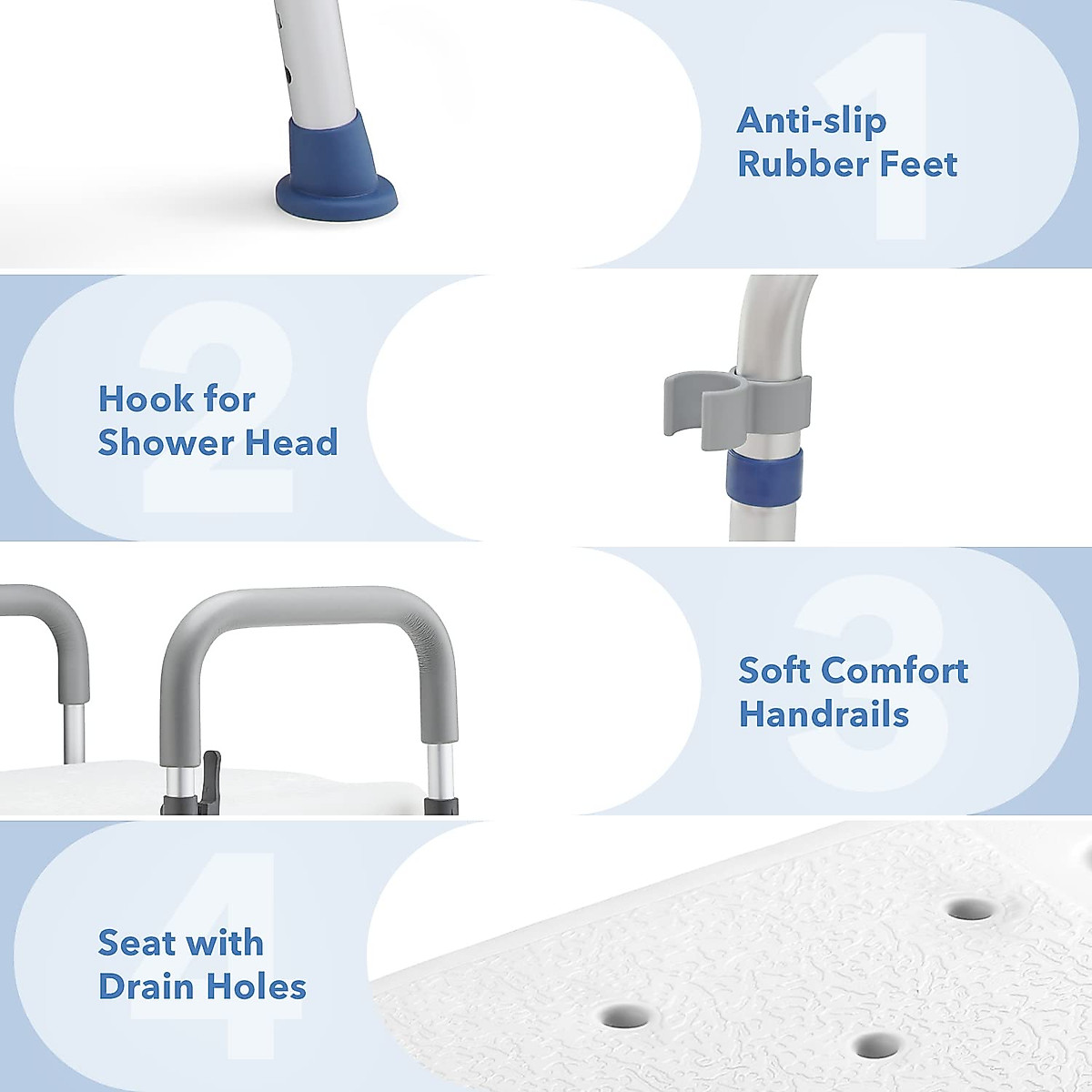 GreenChief Swivel Shower Chair for Inside Shower - Handicap Bath Chair with Drop Arms and Back, 360 Degree Rotating Shower Seat for for Elderly and Disabled (300 LB)