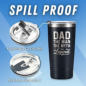 Onebttl Dad Legend Tumbler, The Man The Myth The Legend Gifts for Father's Day, Birthday, Christmas from Daughter, Son, Wife, Stainless Steel Travel Mug 20oz