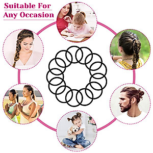 Anezus 250 Pcs Black Elastics Small Hair Ties Elastics Small Hair Rubber Bands Accessories Ponytail Holders for Women Girls Baby Toddlers Men with Thick Straight Curly Hair, 3 mm