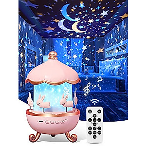 One Fire Night Light for Kids Room Decor, 72 Light Modes Sound Machine Baby Night Light Projector, Remote Timer Kids Night Lights for Bedroom, Rechargeable White Noise Kawaii Unicorns Gifts for Girls