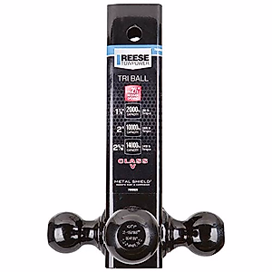 Reese 7068820 Tri-Ball Trailer Hitch Ball Mount, 14,000 lbs. Capacity, Fits 2-1/2 in. Receiver, Black