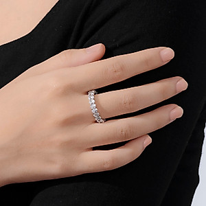 Amazon Essentials Rhodium Plated Cubic Zirconia Stackable Statement Ring Size 7, Silver