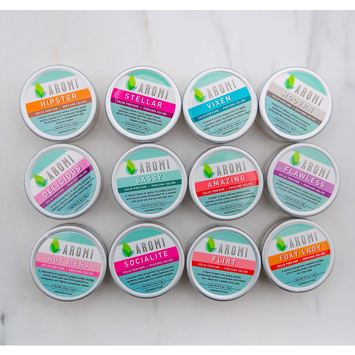 Aromi Amazing Solid Perfume | Fruity, Floral Fragrance, Vegan & Cruelty-free, Travel Scent, Women’s Gift, Vanilla, Caramel, & Jasmine Scent, Handmade (Amazing)