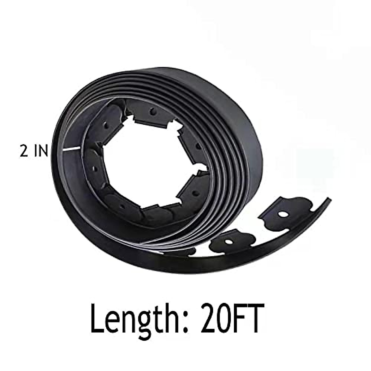 Landscape Edging; 20ft No Dig Garden Edging with 20 Stakes for Lawn ,Flower Garden ,Grass,The Yard,Lawn Edging 2 Inch Tall(Black, 20FT)