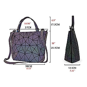 Geometric Luminous Tote Bags for Women Crossbody Bags for Women Purses and Handbags Multi Color Shoulder Bag (Luminous Purple)
