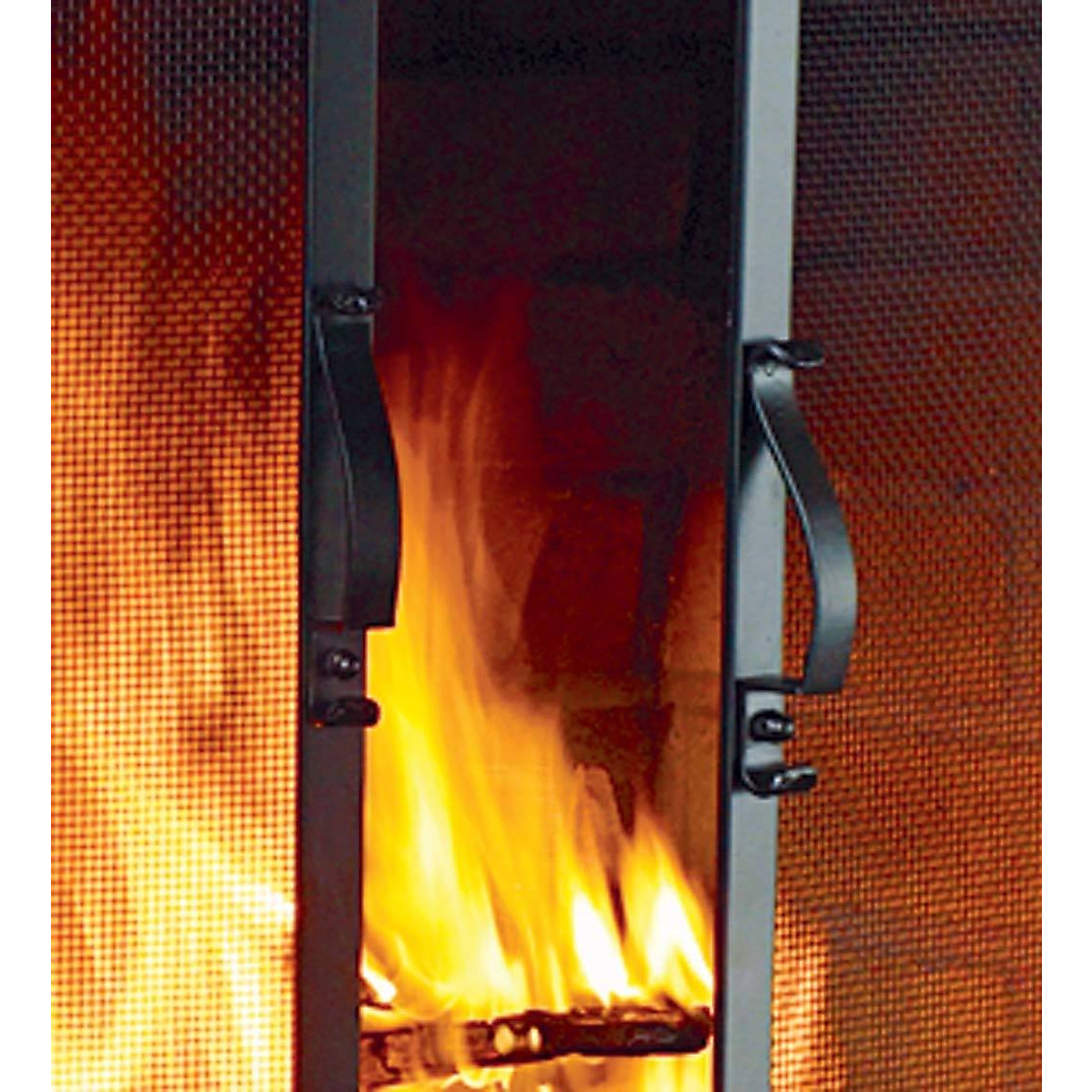 Plow & Hearth Metal Fireplace Screen Flatguard Black | 44" W x 33" H | 2 - Door | Spark Guard Indoor Grate | Iron Fire Place Cover | Wood Burning Stove Decorative Accessories