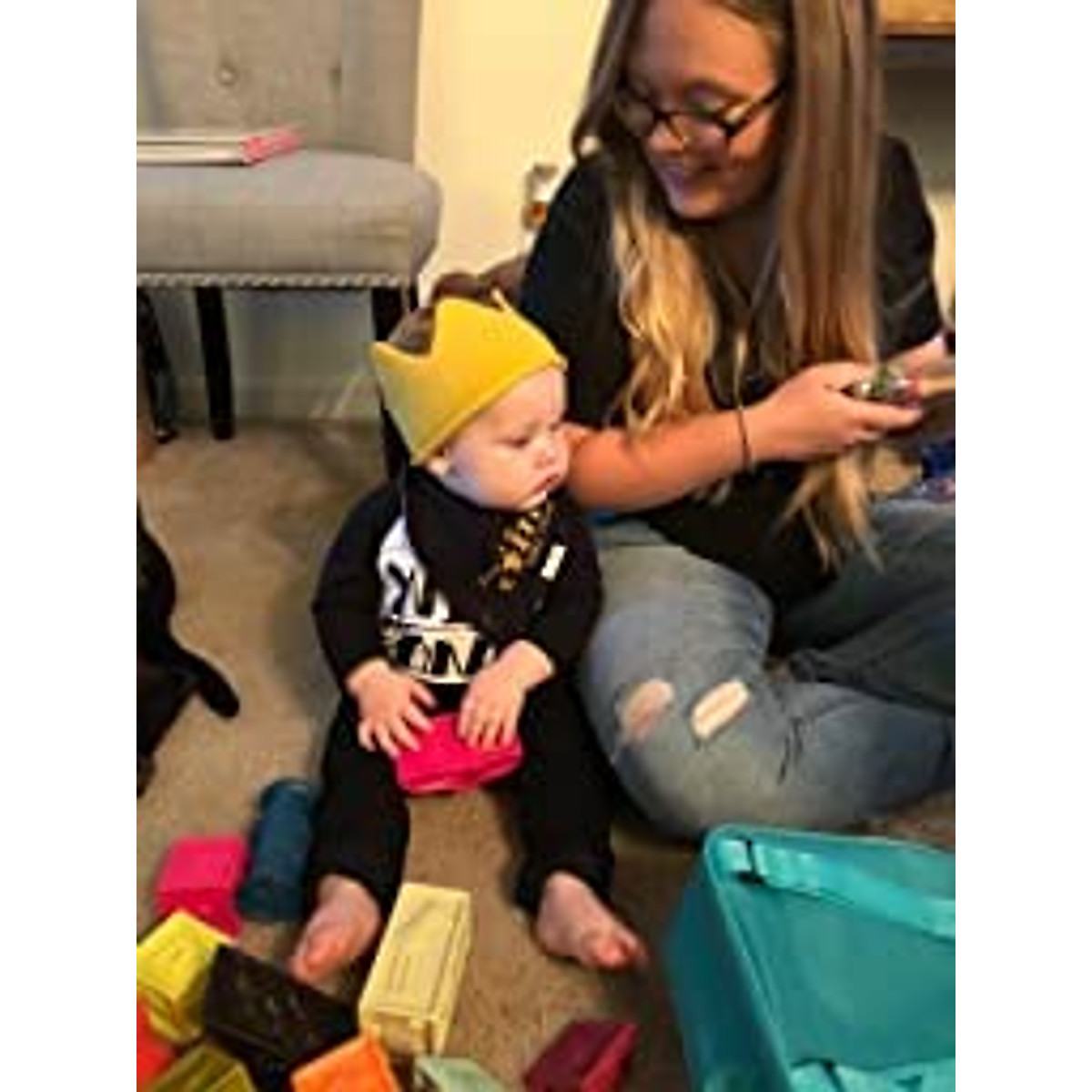 LDDCX Baby Birthday Party Crown Headband Hat, Knitted Hat Warm Beanie Cap.(LDZ28) (Yellow)