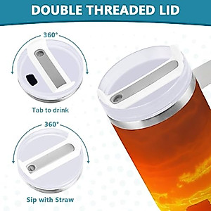 Jihqo Sunset Western Cowboys 40 oz Stainless Steel Vacuum Insulated Tumbler with Handle and Straw Lid, Leakproof Water Bottle Double Wall Travel Mug Coffee Cup, Cupholder Friendly