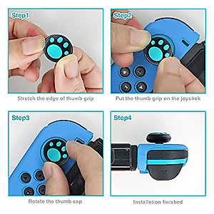 Cool Raccoon & Cat Paw Thumb Grip Caps 4Pcs, Daugee Joystick Analog Cap for Nintendo Switch & Lite