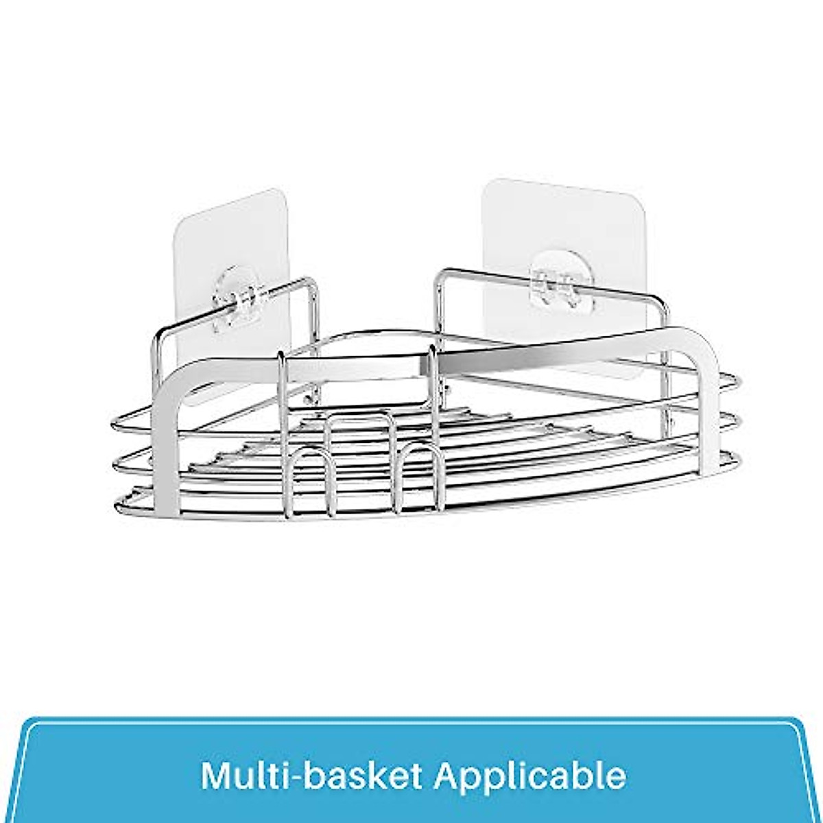 LUXEAR 6 Pack Reusable Adhesive Sticker for Bathroom Kitchen for Shower Caddy Basket Shelf Soap Dish Holder Kitchen Sink Caddy - No glue, Transparent