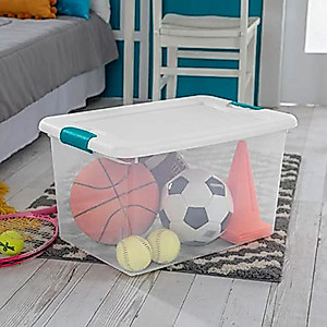 Sterilite 64 Quart Clear Plastic Stackable Storage Container Bin Box Tote with White Latching Lid Organizing Solution for Home & Classroom, 30 Pack