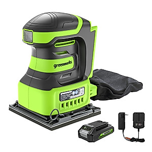 Greenworks 24V Cordless 1/4 Quarter Sheet Sander with 2Ah Battery and Charger