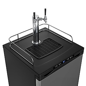 EdgeStar KC3000SSTWIN Full Size Dual Tap Kegerator with Digital Display - Black and Stainless Steel