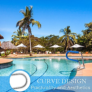 Pool Rail 32x23 Pool Railing for Inground Pool 304 Stainless Steel Pool Handrail Rustproof Pool Safety Handrails, Swimming Pool Stair Rail with Blue Grip Cover & Anchors Screws