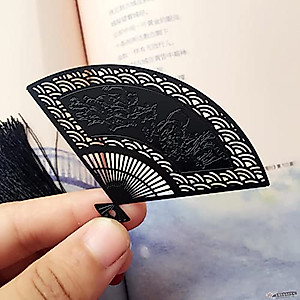 Fan Bookmark with Tassel (Black)