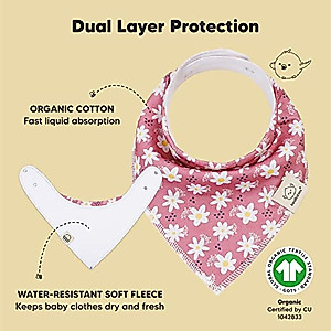 10-Pack Organic Baby Bandana Bibs - Organic Cotton Bandana Bibs for Boys, Girls - Super Absorbent Bandana Drool Bibs - Teething Bibs - Baby Bibs for Infant, Toddler (Tea Party)