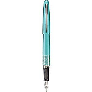 PILOT MR Retro Pop Collection Fountain Pen in Gift Box, Turquoise Barrel with Dots Accent, Fine Point Stainless Steel Nib, Refillable Black Ink (91436)