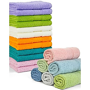 Cleanbear 18 Ultra-Soft Cotton Washcloths Set in 12 Vibrant Spring Colors - Perfect for Sensitive Skin
