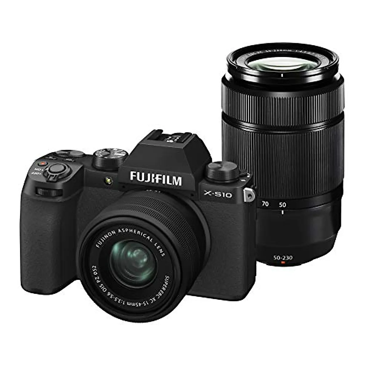 FUJIFILM X-S10 W Mirrorless Digital Camera Zoom Lens Kit, F X-S10LK-1545/50230, Black