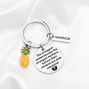 FUSTMW IVF Mom Gifts IVF Pineapple Keychain IVF Infertility Warrior Jewelry Infertility Awareness Support The Strongest Women Become The Strongest Mothers (silver)
