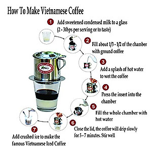 AMT 9.5 OZ Vietnamese Coffee Maker, 1 Big Serving, Screw Down Phin Coffee Vietnamese Coffee Filter Vietnam Coffee Dripper for making Vietnamese Style at Home Office (8, Handle)