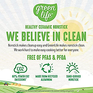 GreenLife Sandstone Healthy Ceramic Nonstick 12” Frying Pan Skillet, PFAS-Free, Dishwasher Safe, Pink